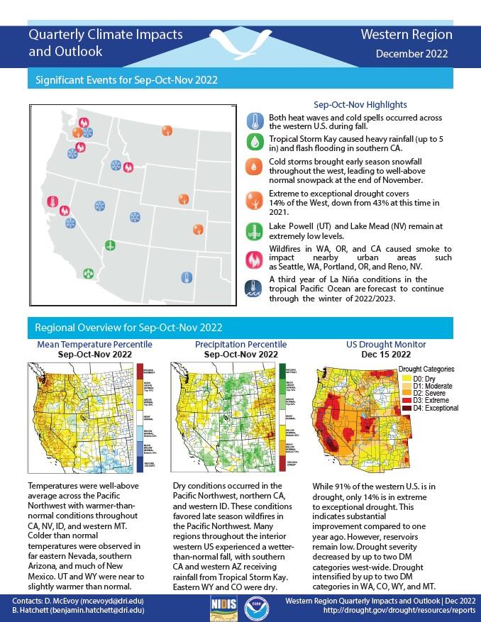 Quarterly Climate Impacts and Outlook for the Western Region - December 2022 | Drought.gov
